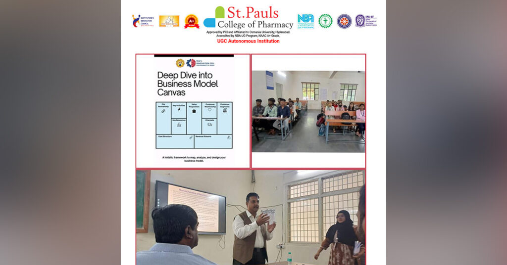 B-Plan pitch and Business Model Canvas - St Pauls College of Pharmacy